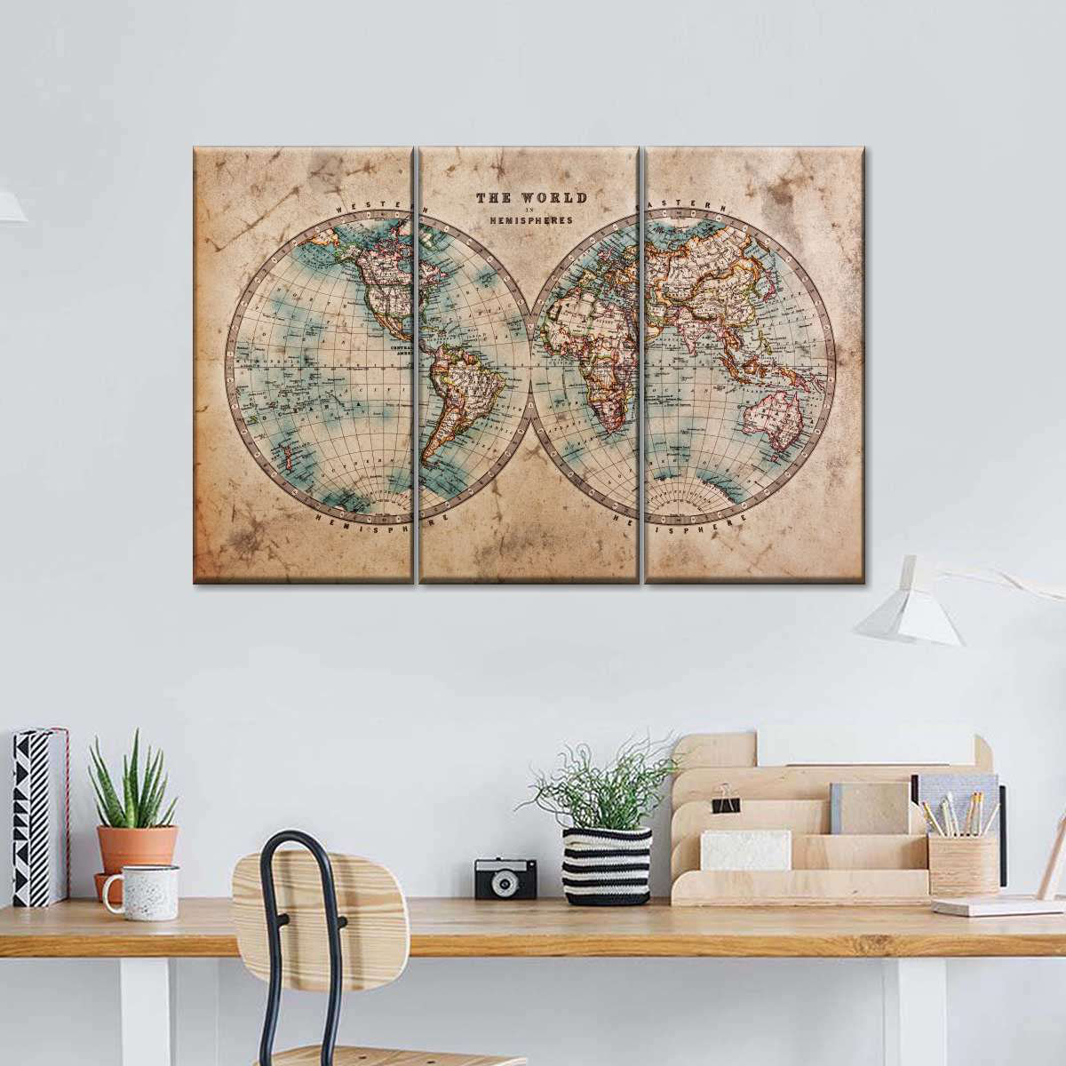 Breakwater Bay Hemisphere Map Wall Art Multi Piece Canvas Print - Wayfair Canada